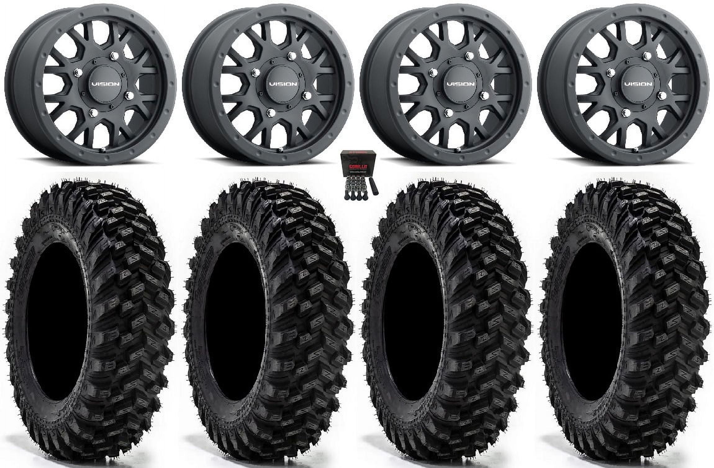 Vision Invader 14" Wheels Black 30" Warrior XT Tires Sportsman RZR ...