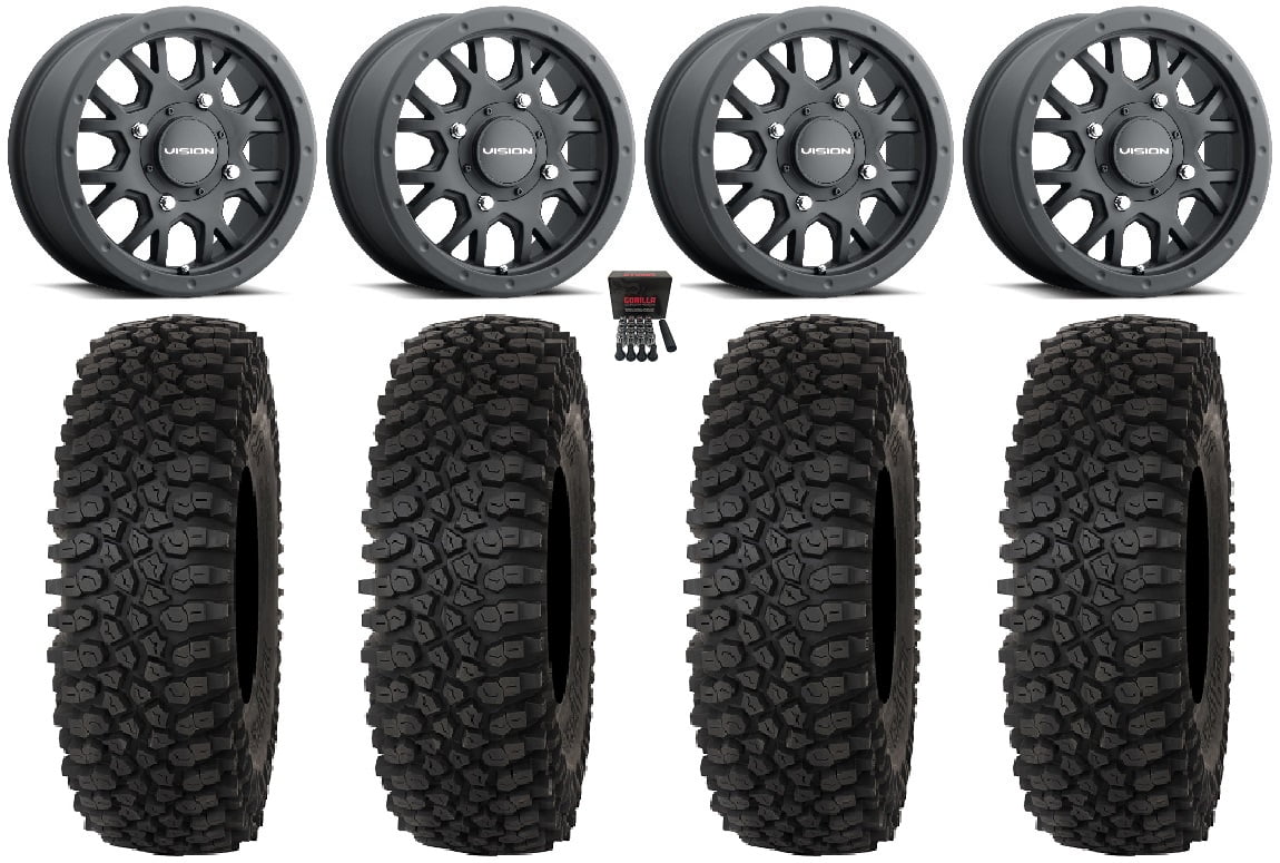Vision Invader 14" Wheels Black 32" Roctane ST Tires Honda Pioneer ...