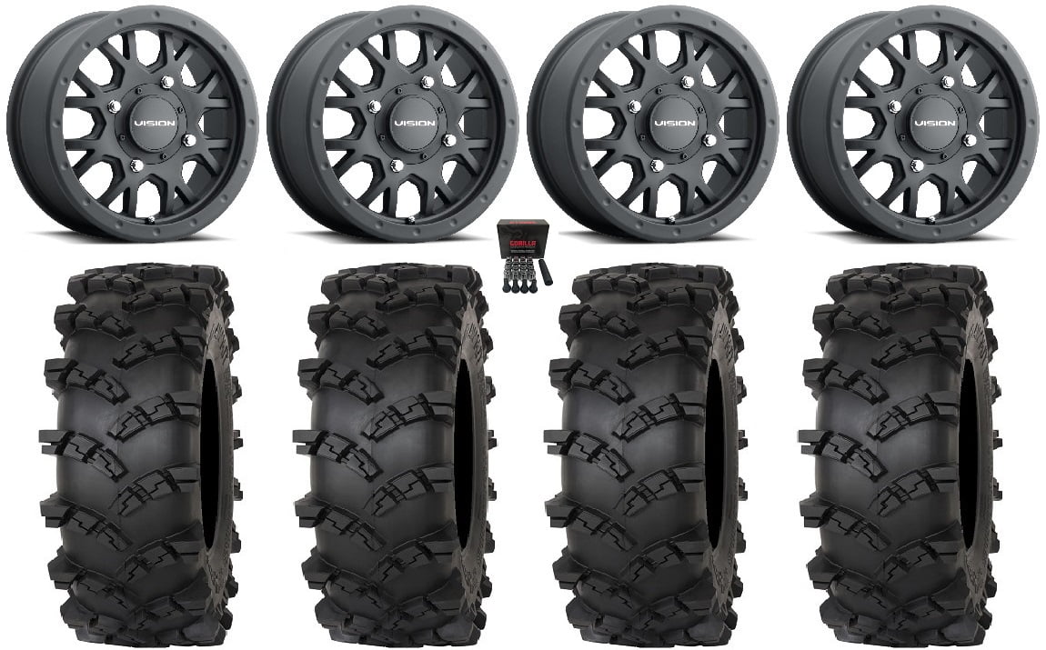 Vision Invader 15" Wheels Black 32" Outlaw M/T Tires Can-Am Maverick X3 ...