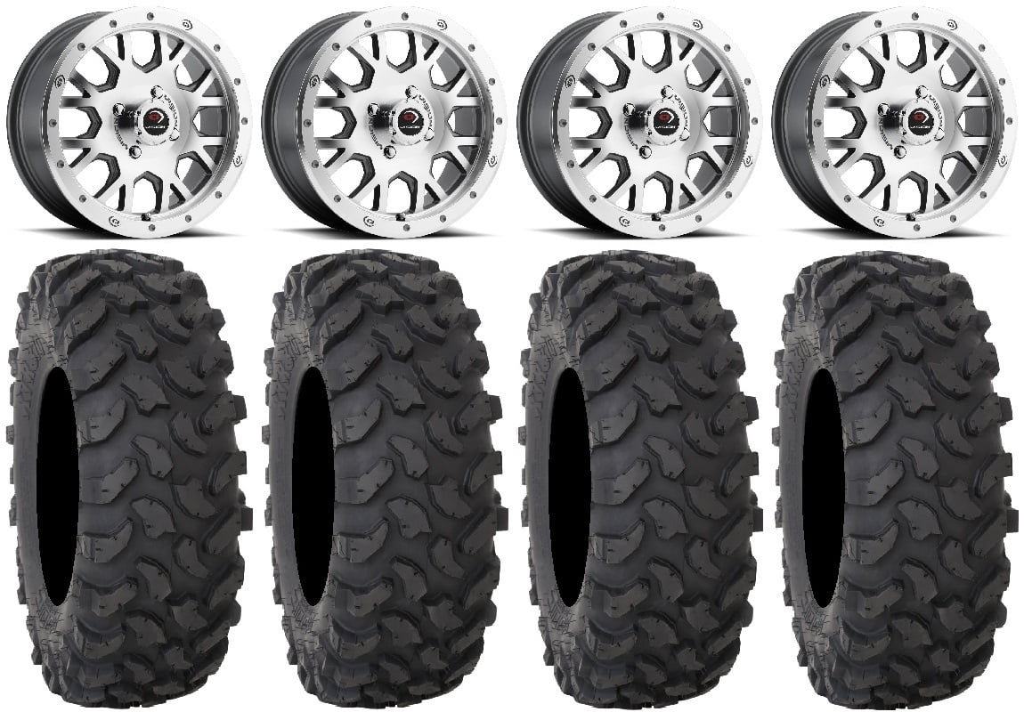 Vision Invader Machined 15" Wheels 30" XTR370 Tires Kawasaki Teryx Mule ...