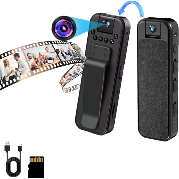 RONY 128GB Mini Body Camera, 1080P HD, 180° Rotating Lens, Infrared ...