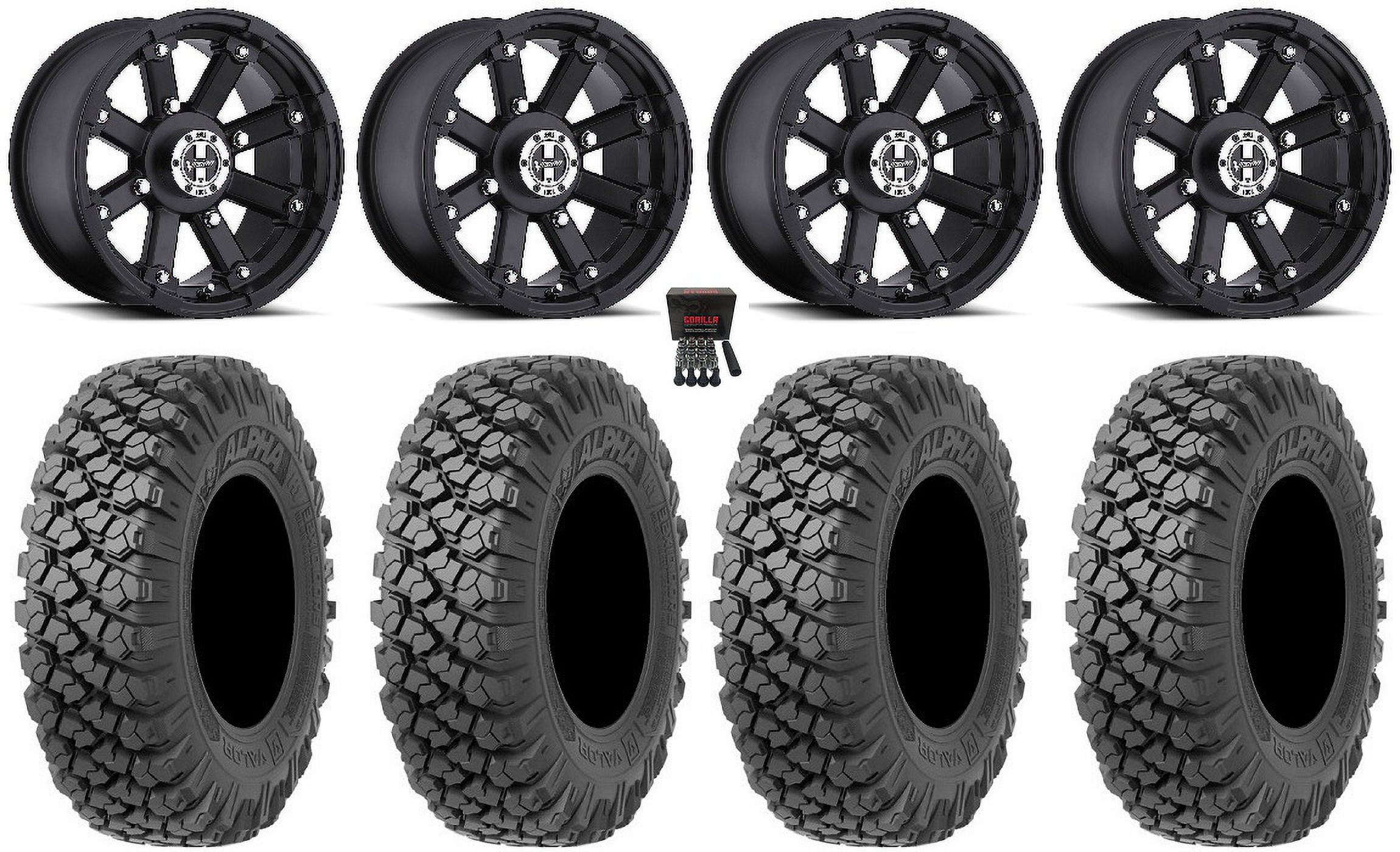Vision Lockout 14" Wheels Black 30" Alpha Tires Honda Rincon Yamaha Rhino Kawasaki Brute Force ...