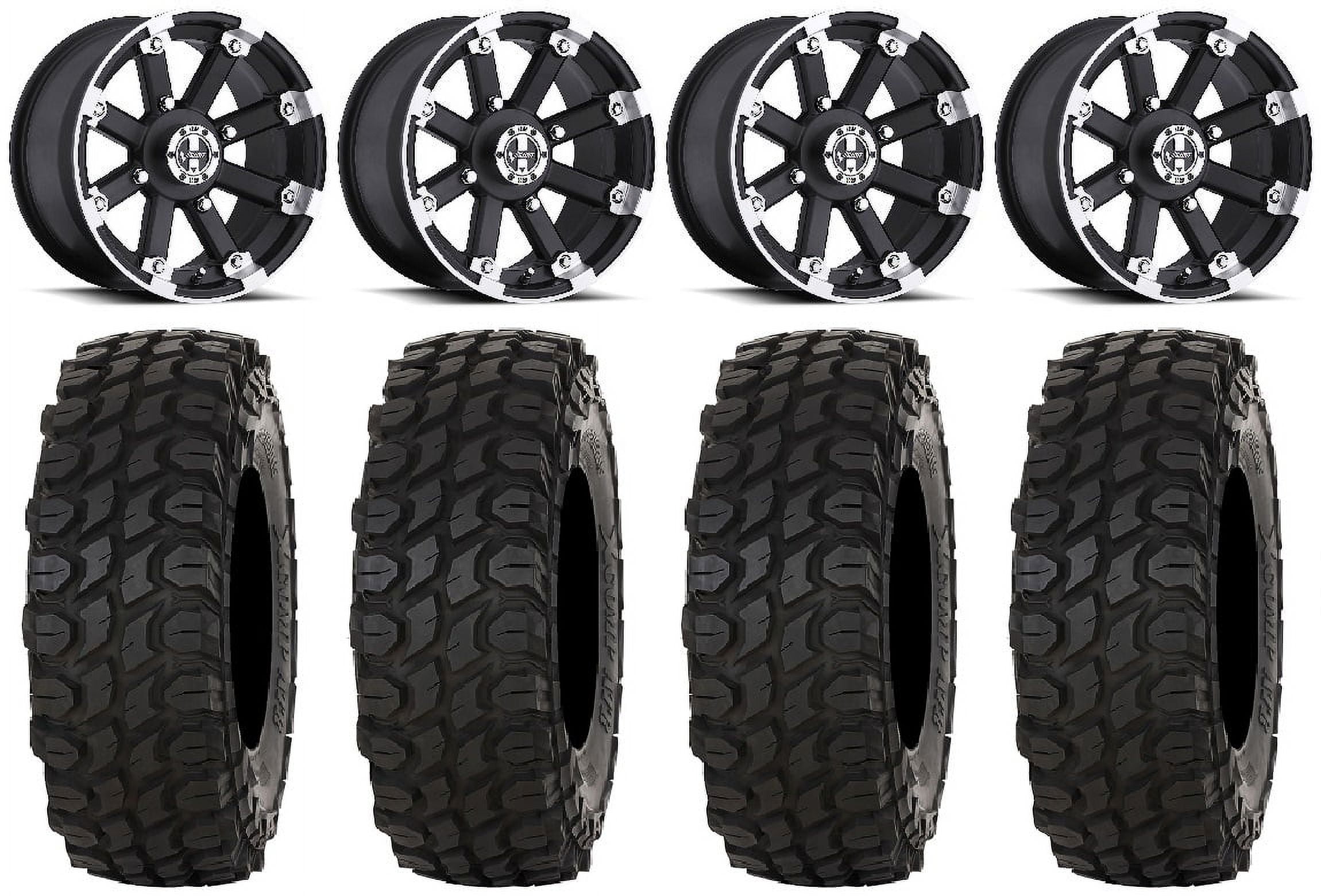 Vision Lockout 14" Wheels Machined 28" XComp ATR Tires Kawasaki Teryx ...