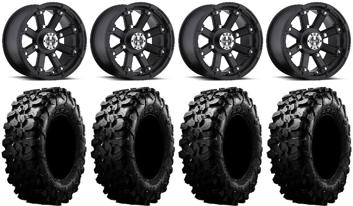 Vision Lockout Black 14" Wheels 30" Carnivore Tires Honda Rincon Yamaha Rhino Kawasaki Brute ...