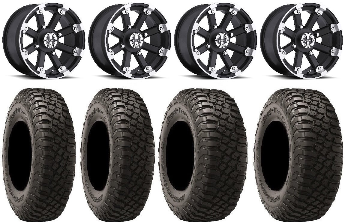 Vision Lockout Machined 14" Wheels 27" BFG KM3 Tires Kawasaki Teryx ...