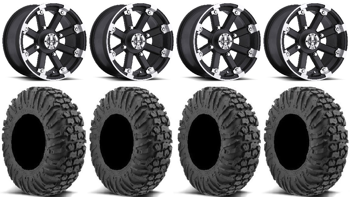 Vision Lockout Machined 14" Wheels 27" MotoVator Tires Polaris RZR XP ...