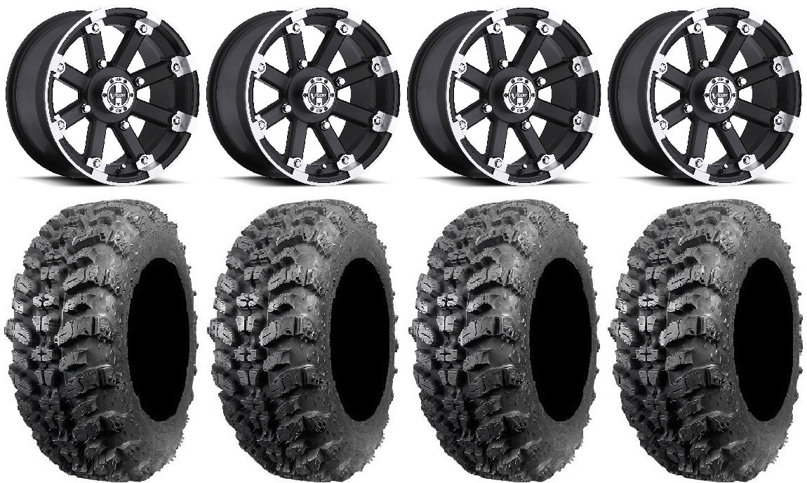 Vision Lockout Machined 14" Wheels 28" Sniper 920 Tires Kawasaki Teryx ...