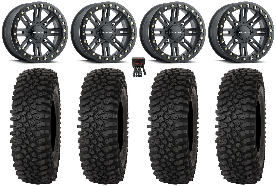 Vision Manx 2 Beadlock 14" Wheels Black 28" Roctane ST Tires Polaris ...