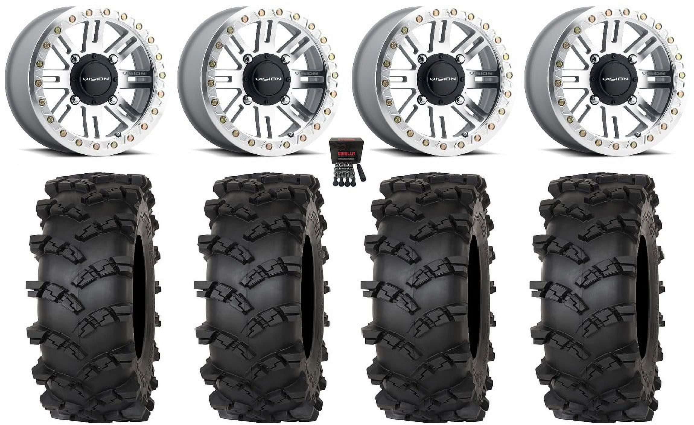 Vision Manx 2 Beadlock 15" Wheels Mh 35" Outlaw M/T Tires Kawasaki ...