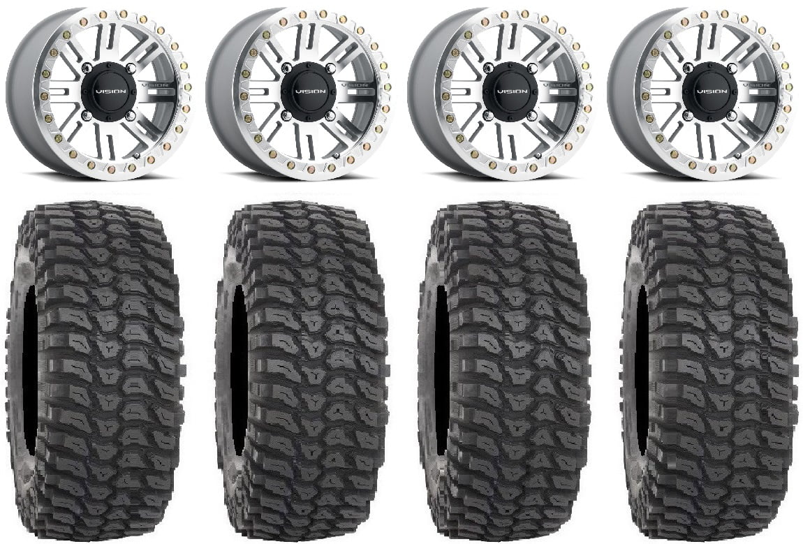 Vision Manx 2 Beadlock Machined 14" Wheels 30" XCR350 Tires Kawasaki ...