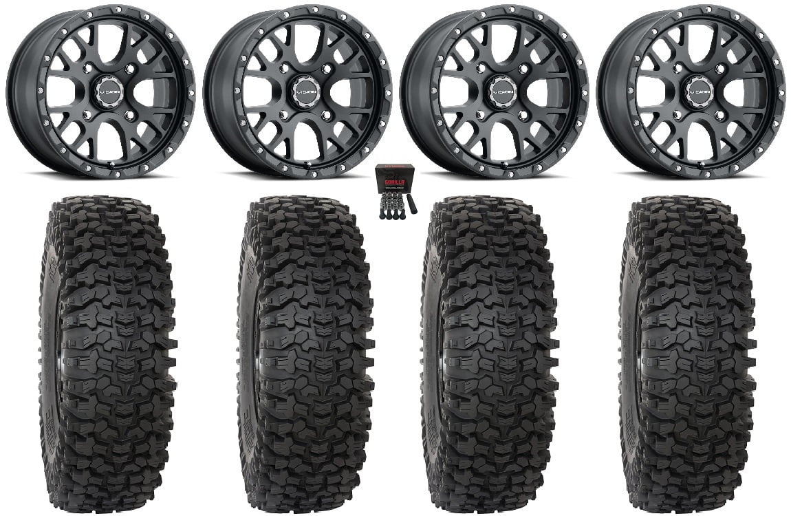 Vision Rocker 14" Wheels Black (5+2) 27" RC500 Tires Polaris RZR XP ...