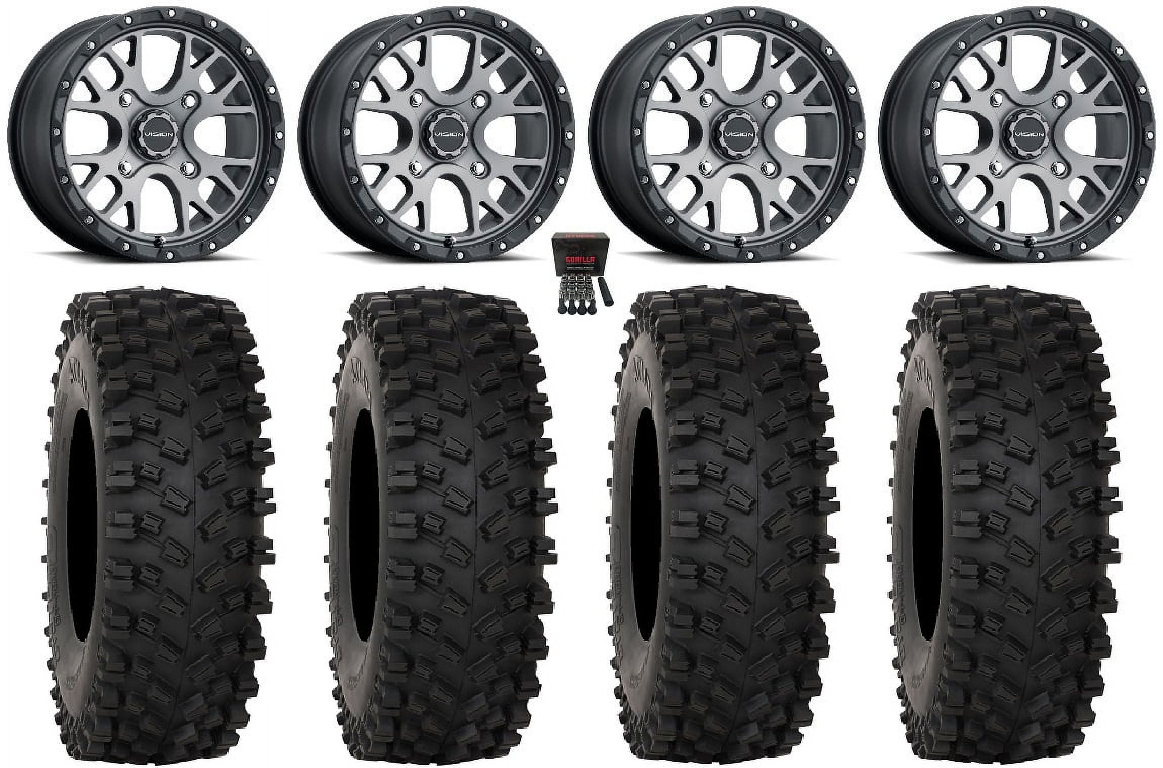 Vision Rocker 14" Wheels Grey (4+3) 30" ATX470 Tires Can-Am Commander ...