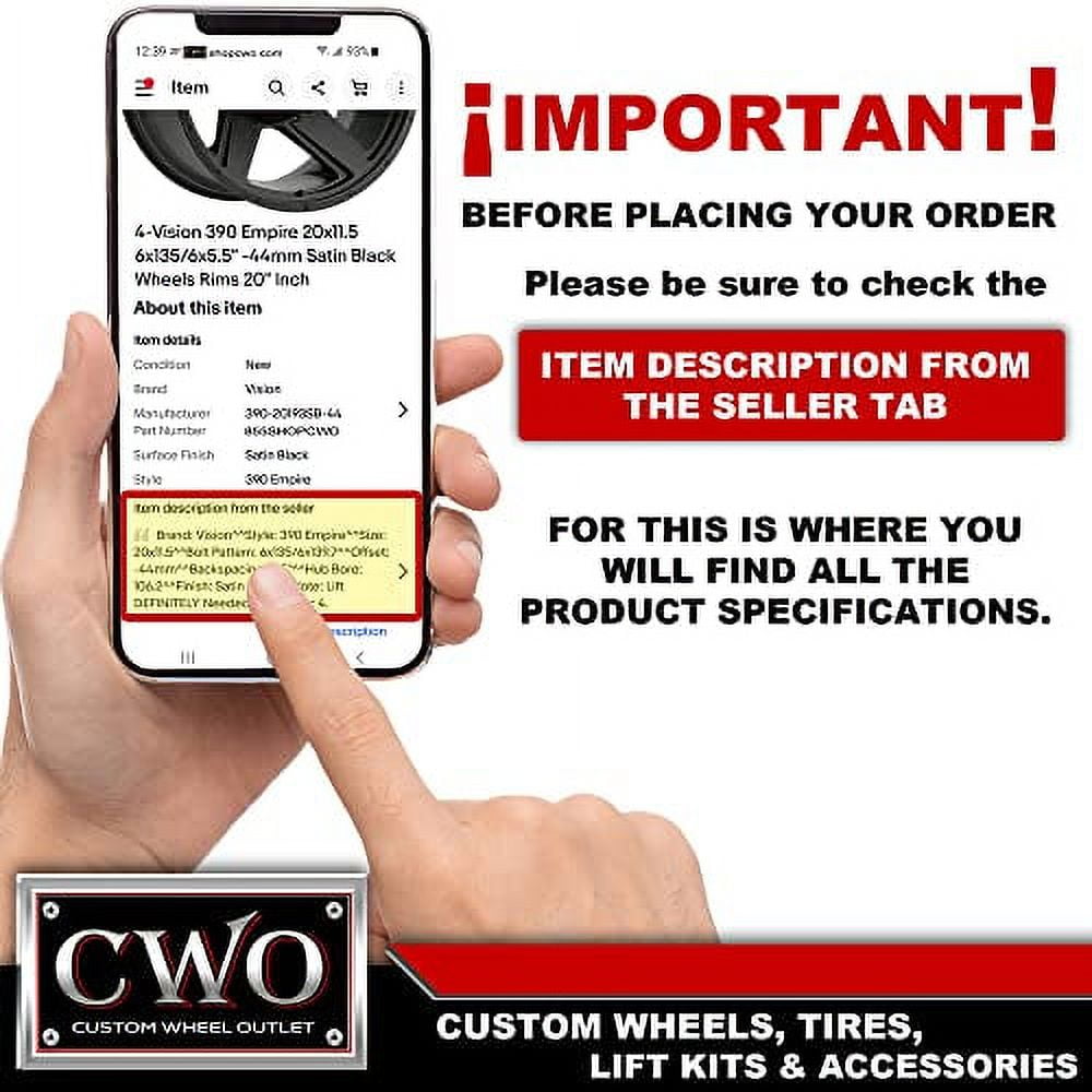 Vision SW60 Steel Mod 16x6.5 5x5" +39mm Matte Black Wheel Rim 16" Inch ...