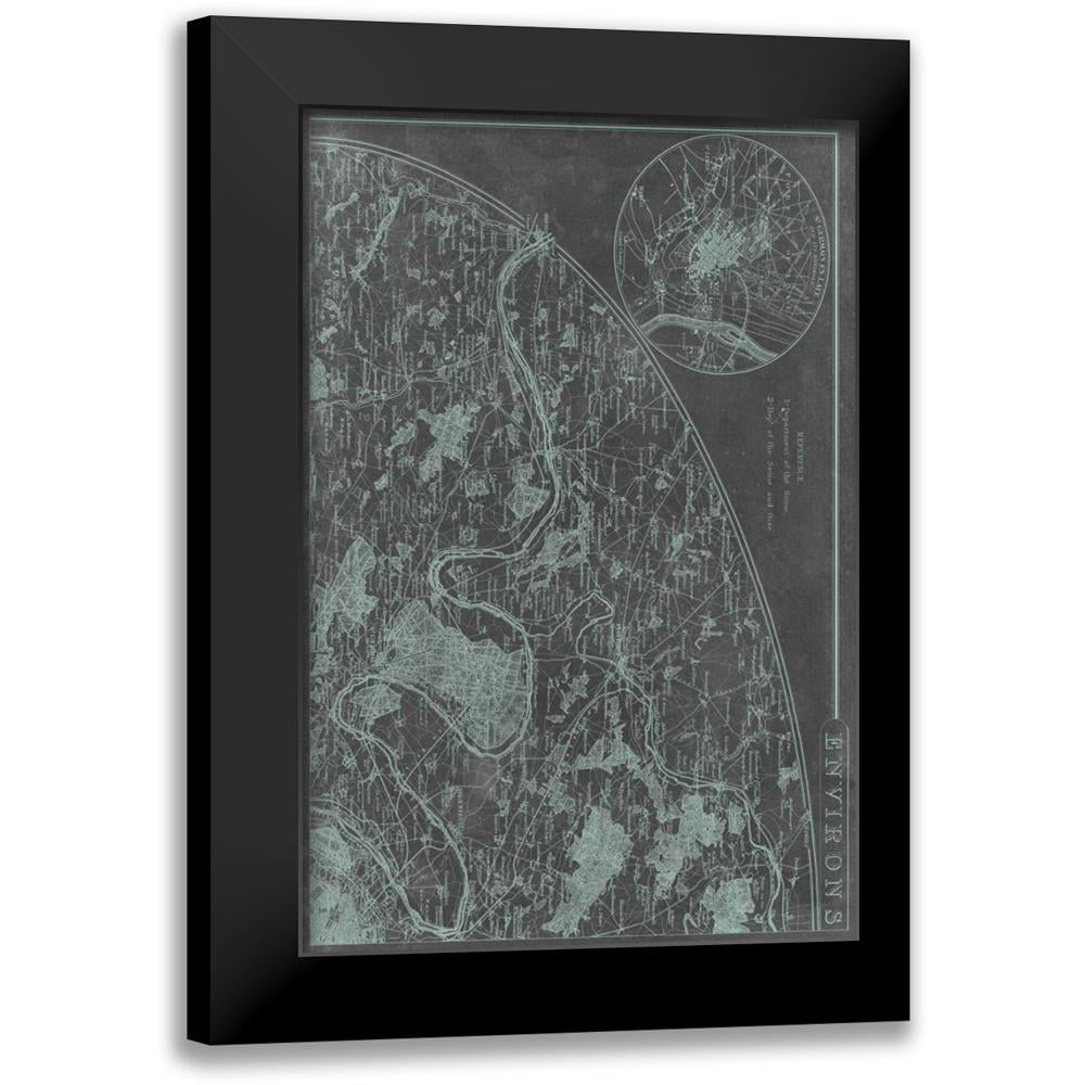 Vision Studio 11x14 Black Modern Framed Museum Art Print Titled - Map ...
