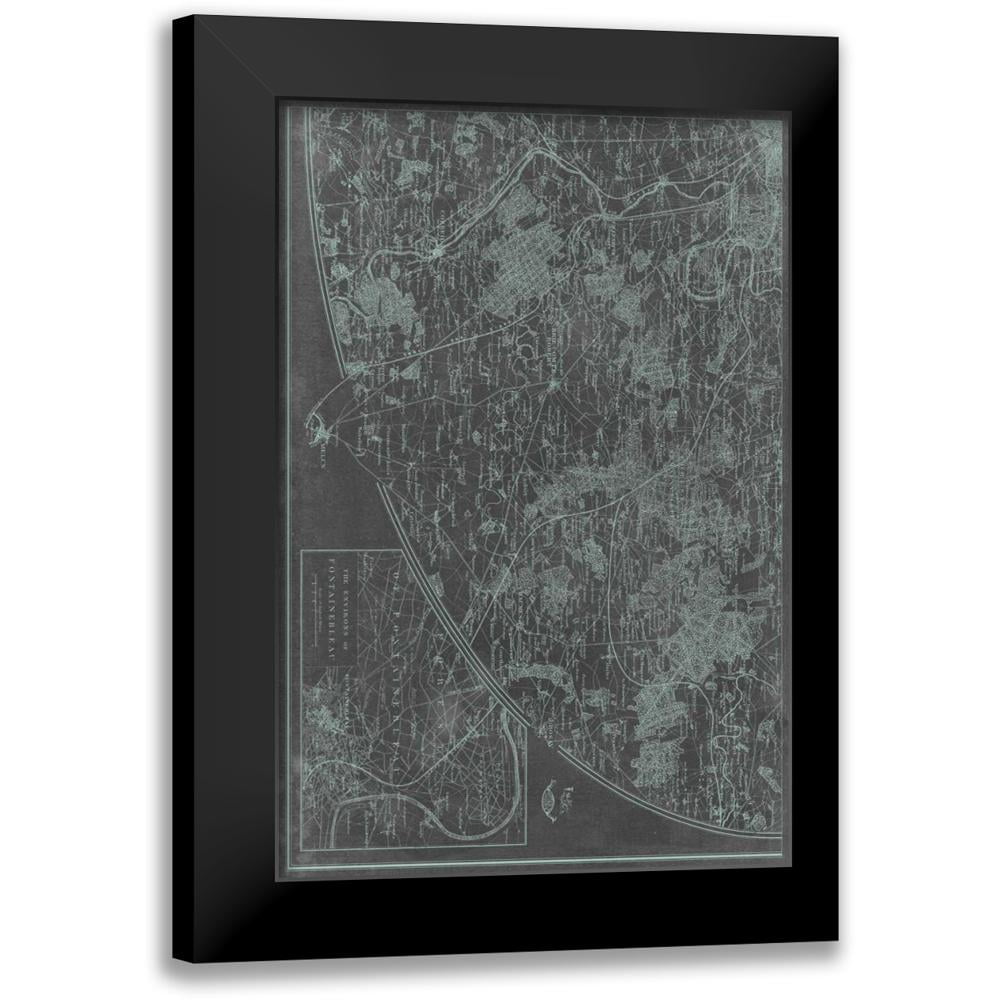 Vision Studio 13x18 Black Modern Framed Museum Art Print Titled - Map ...