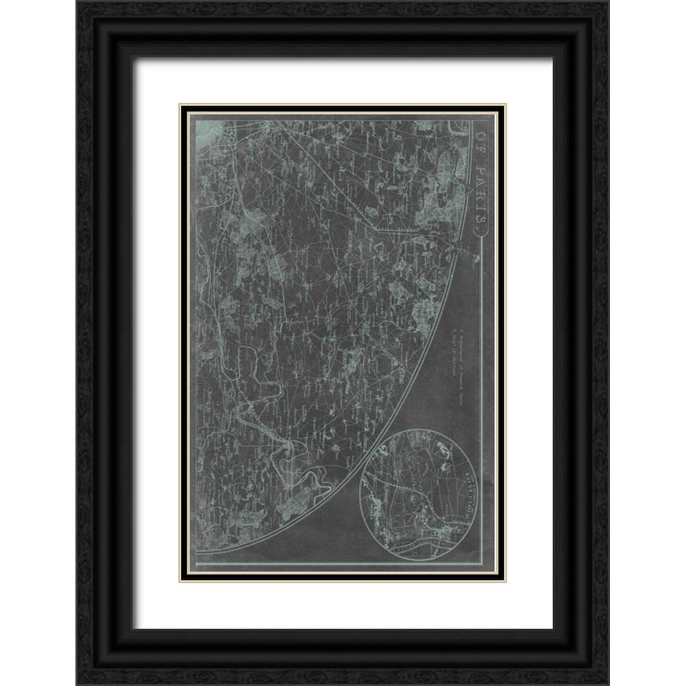 Vision Studio 17x24 Black Ornate Wood Framed with Double Matting Museum Art Print Titled - Map ...
