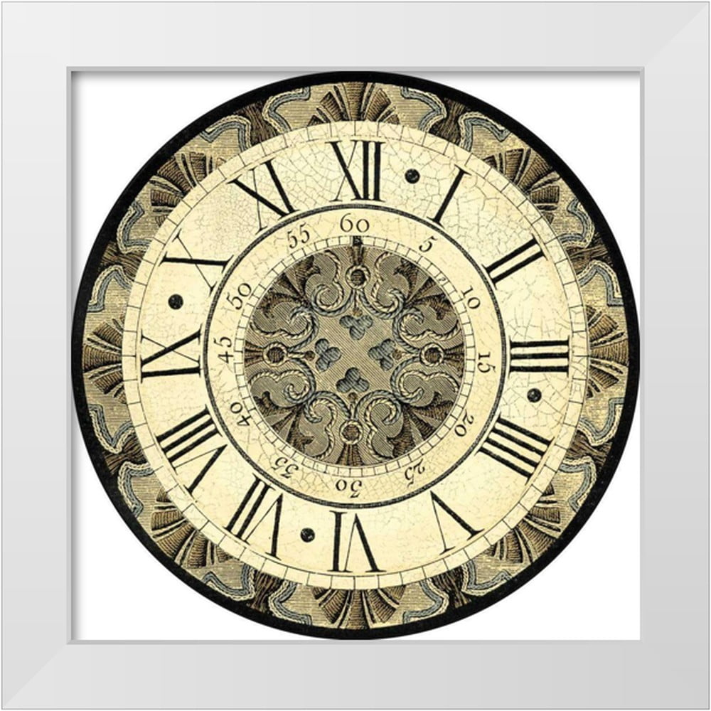 Vision Studio 20x20 White Modern Wood Framed Museum Art Print Titled - Small Vintage Motif Clock ...