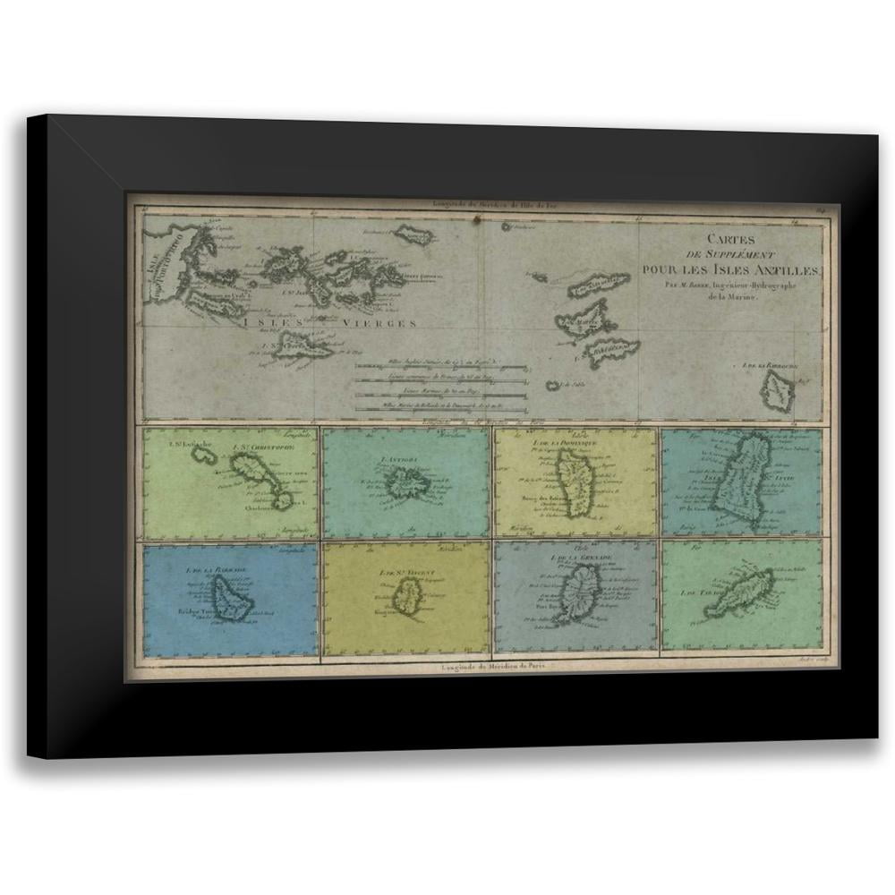 Vision Studio 24x17 Black Modern Framed Museum Art Print Titled - Map ...