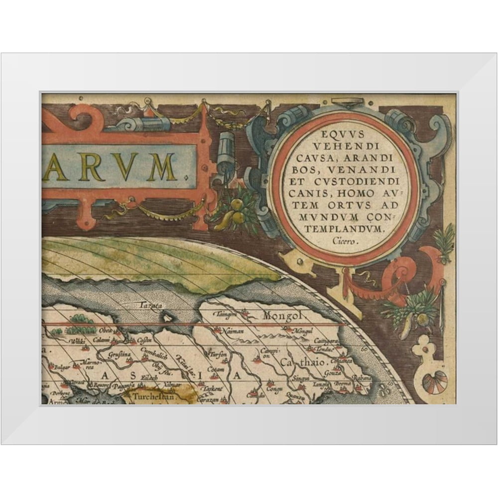 Vision Studio 24x19 White Modern Wood Framed Museum Art Print Titled - Antique World Map Grid ...