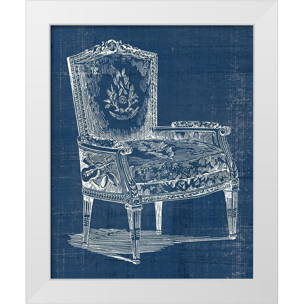 Vision Studio 26x32 White Modern Wood Framed Museum Art Print Titled - Antique Chair Blueprint I ...