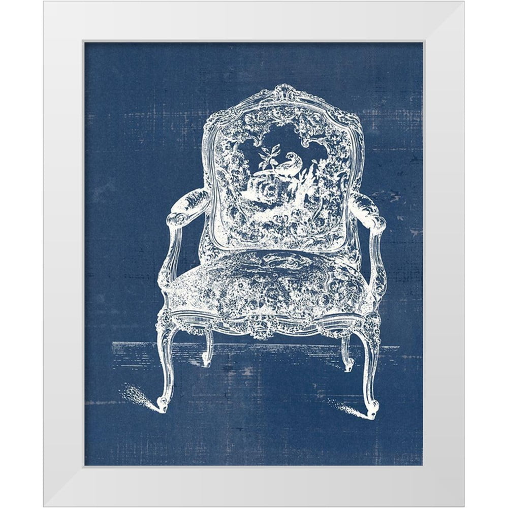 Vision Studio 26x32 White Modern Wood Framed Museum Art Print Titled - Antique Chair Blueprint V ...