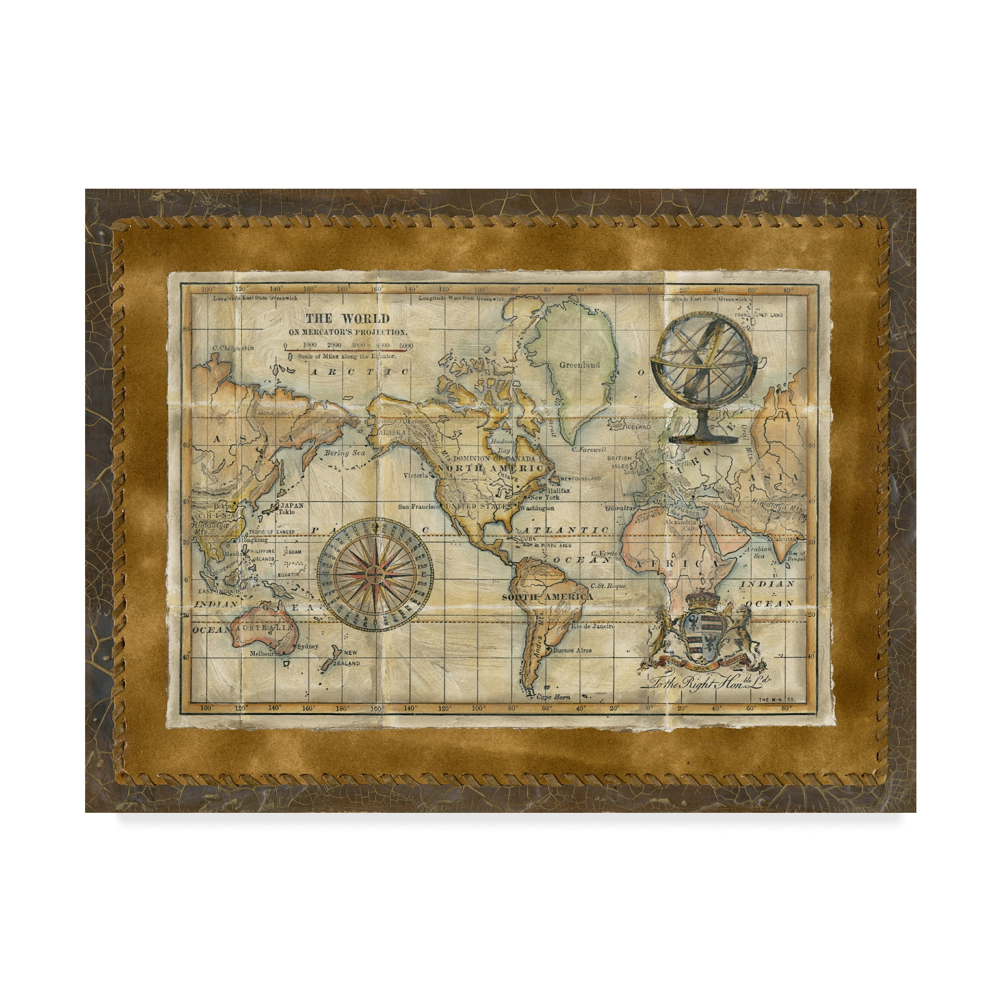 Vision Studio 'Antique World Map Framed' Canvas Art - Walmart.com
