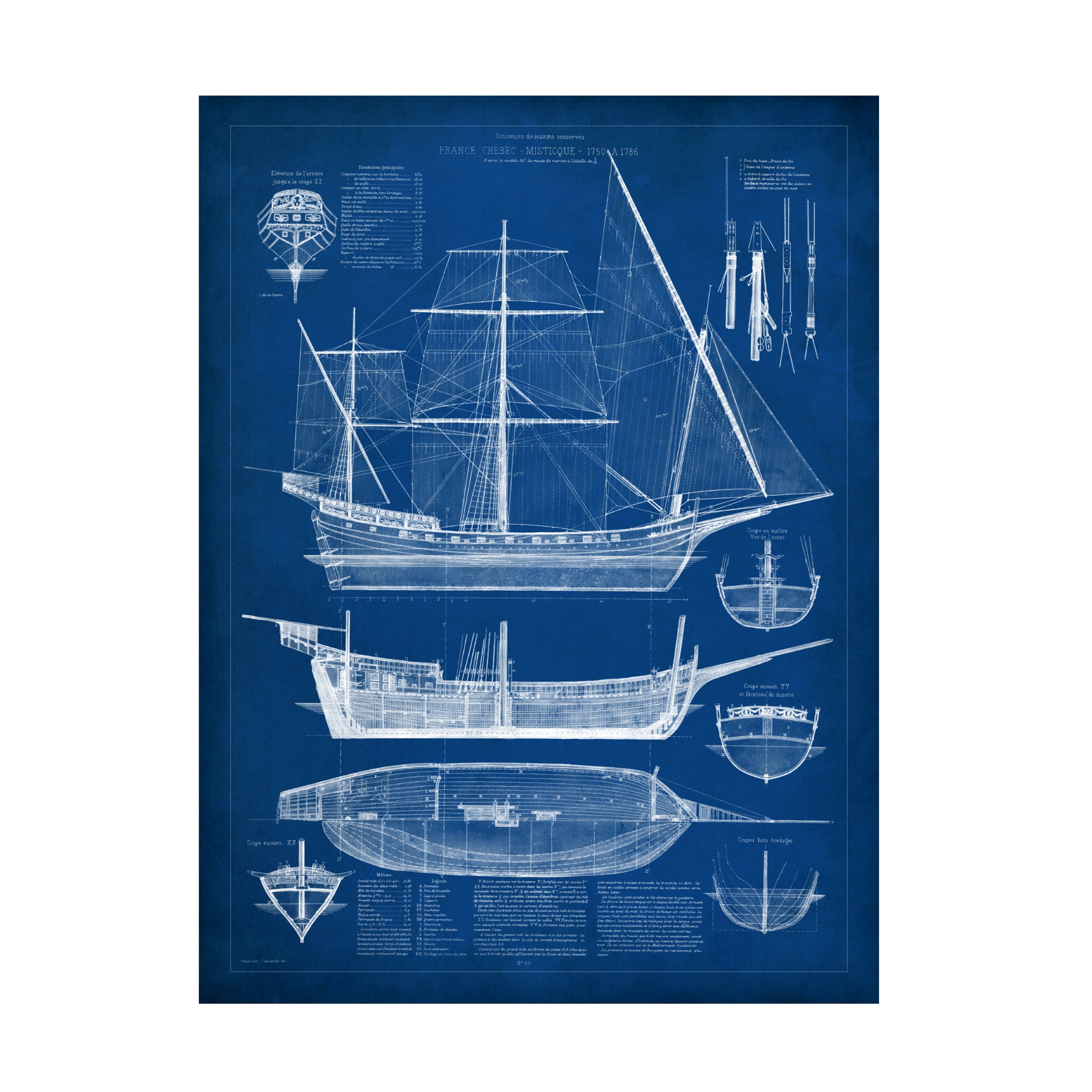 Vision Studio 'Ship Blueprint I' Canvas Art - Walmart Business Supplies