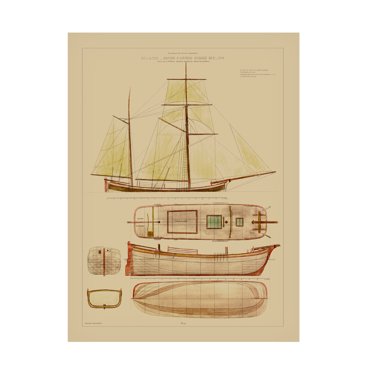 Vision Studio 'Small Antique Ship Plan II' Canvas Art - Walmart.com