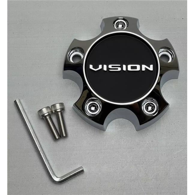 Vision Wheel Center Cap with Satin Black Logo & Screw - Chrome ...