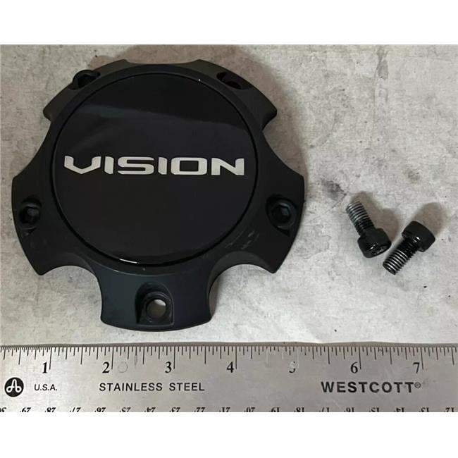 Vision Wheel Center Cap with Silver Logo & Screw - Matte Black ...