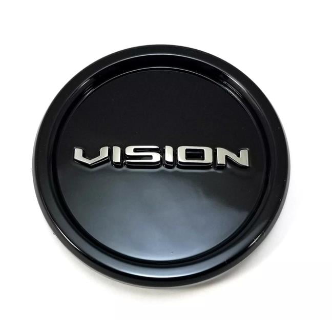 Vision Wheel Center End Cap with Chrome Logo - Gloss Black - Walmart.com