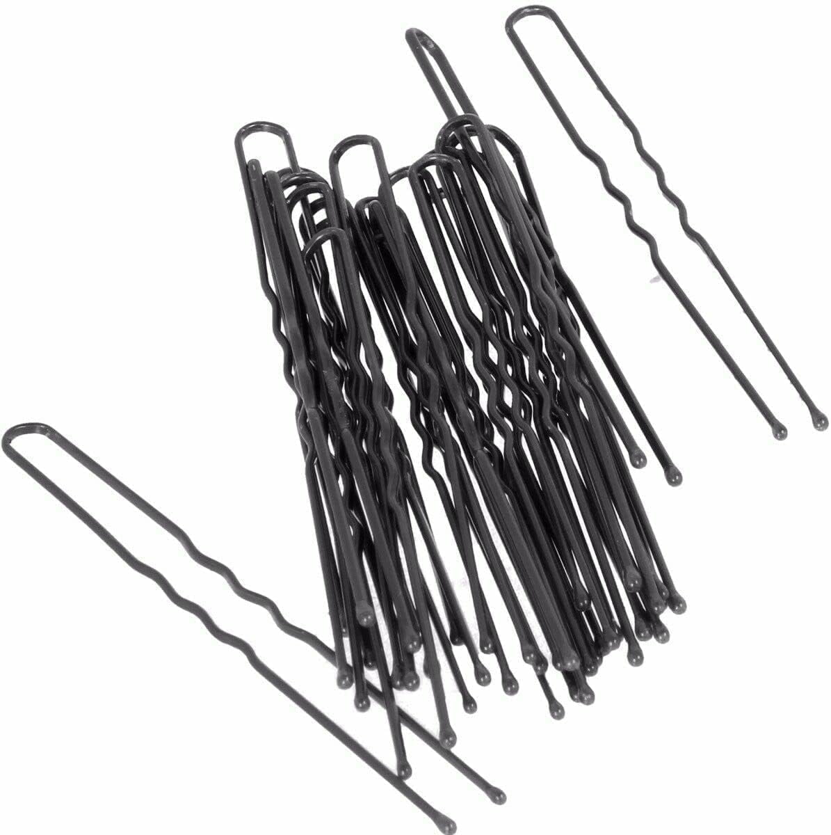 Vision4ever 24Pcs Extra long bun pins u shaped black waved kirby bobby hair slides grips ...