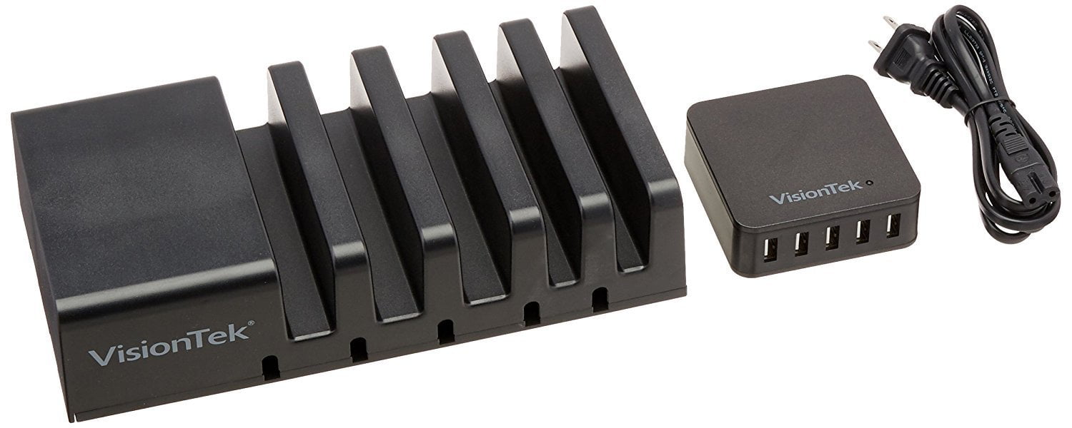 VisionTek Fast Power USB Charger, 5 Device Docking Station for Phone ...