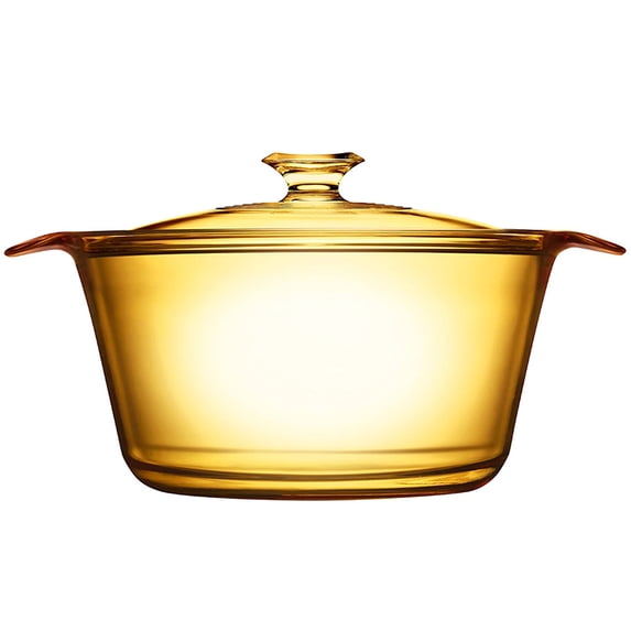 Visions Heat Resistant Pyroceram Flair Glass Cover Pot, Amber, 5.5L ...