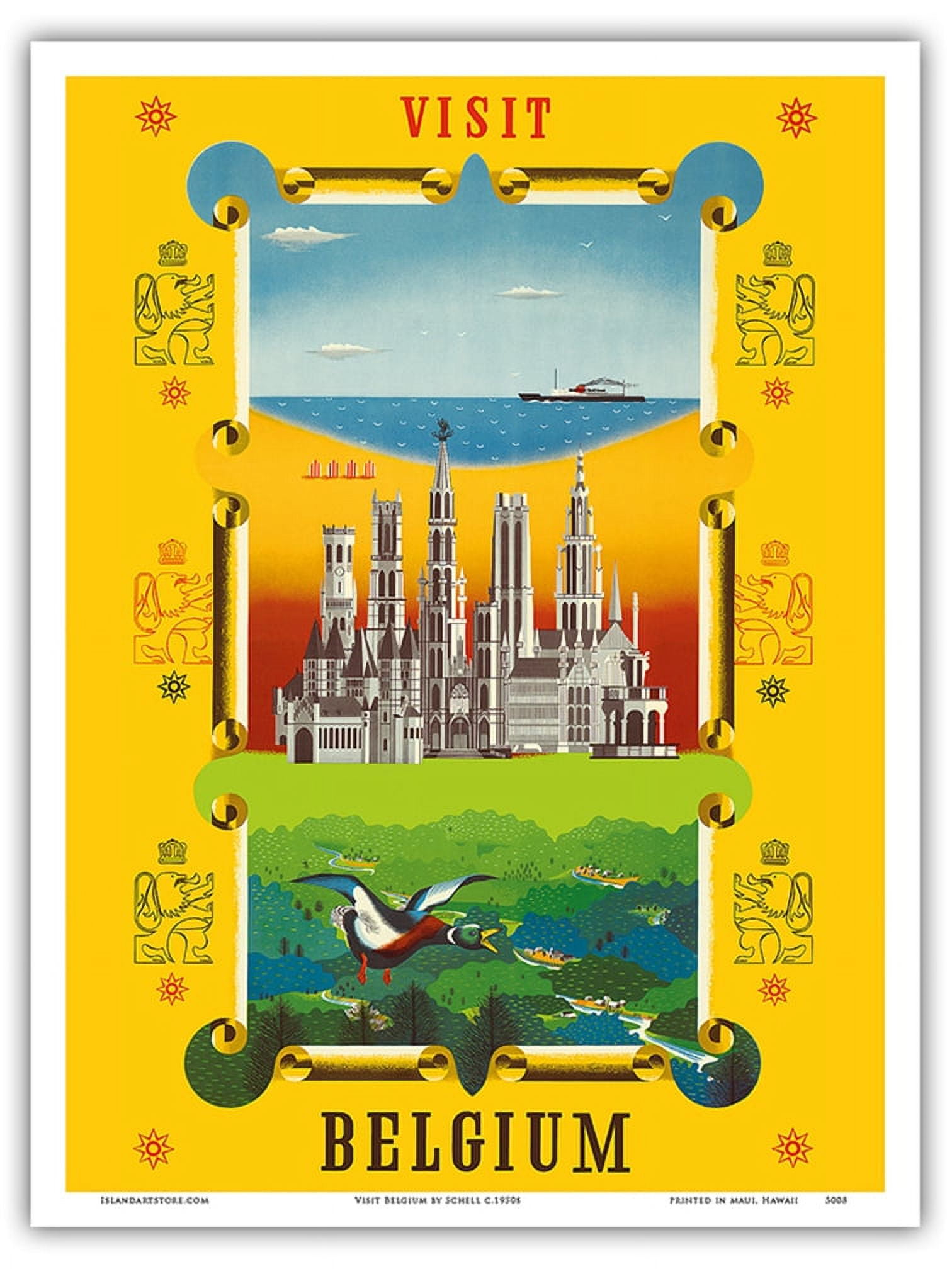 Visit Belgium - Vintage Travel Poster by Schell c.1950s - Master Art ...