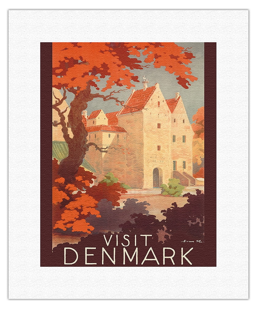 Visit Denmark - The Old Castle of Spøttrup - Vintage Travel Poster by Sven Henriksen c.1930 ...