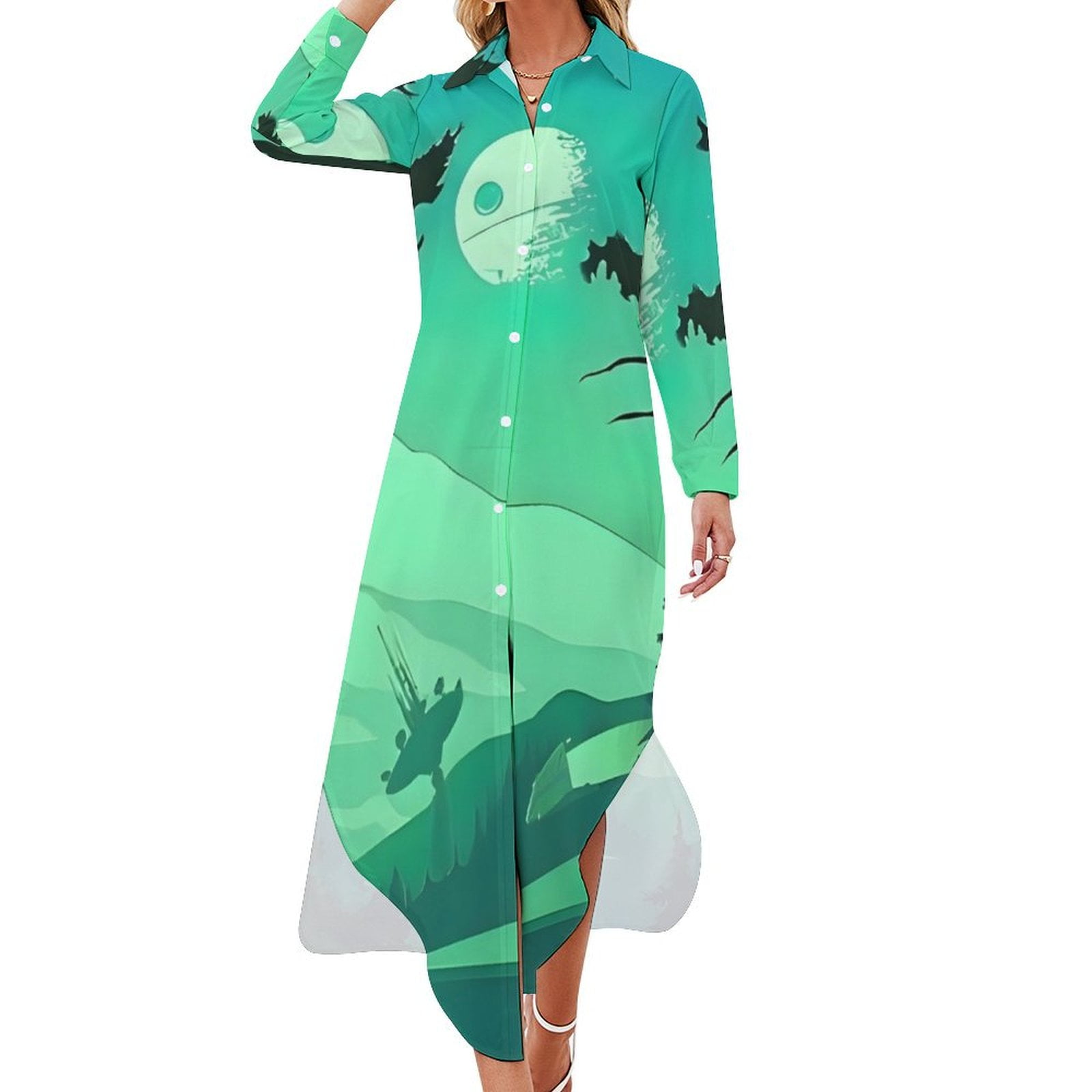 Visit Endor Long Sleeved Shirt Dress beach outfits for women chic and elegant evening dress ...