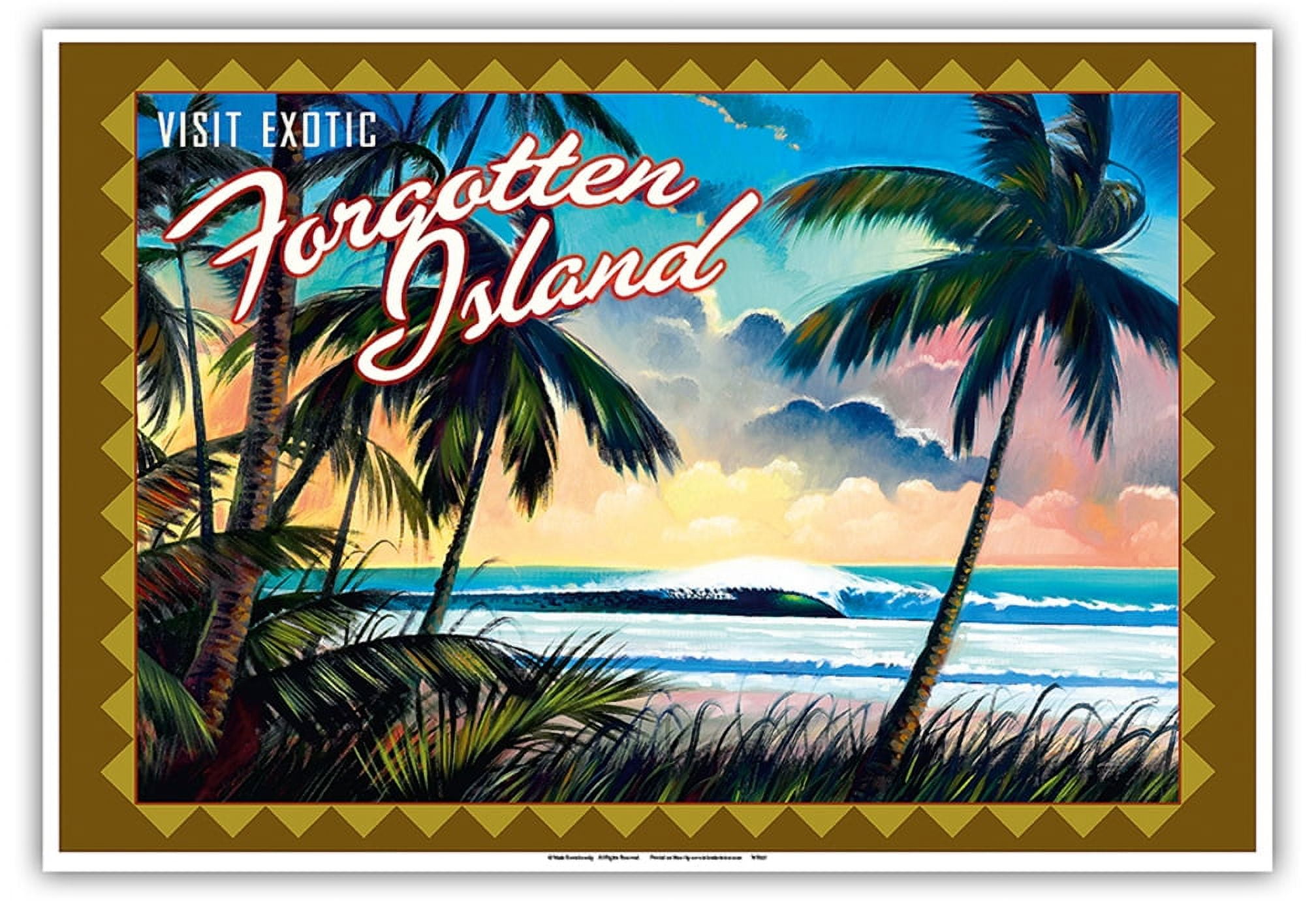 Visit Exotic Forgotten Island - Vintage Hawaiian Travel Poster by Wade ...