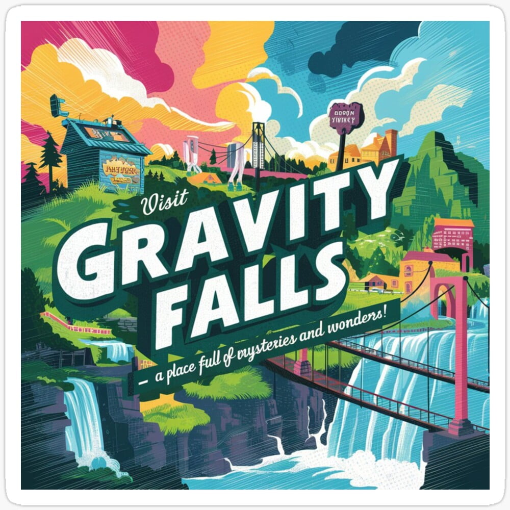 Visit Gravity Falls Postcard Poster Sticker Phone Decal Water Bottle ...