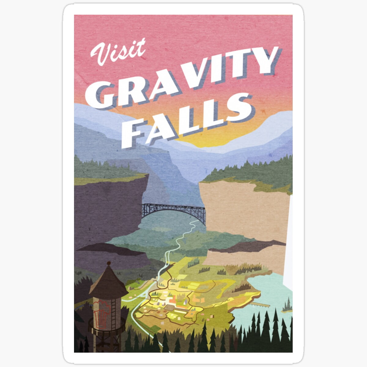 Visit Gravity Falls Postcard Sticker. Gift For You - Decorate Laptops ...
