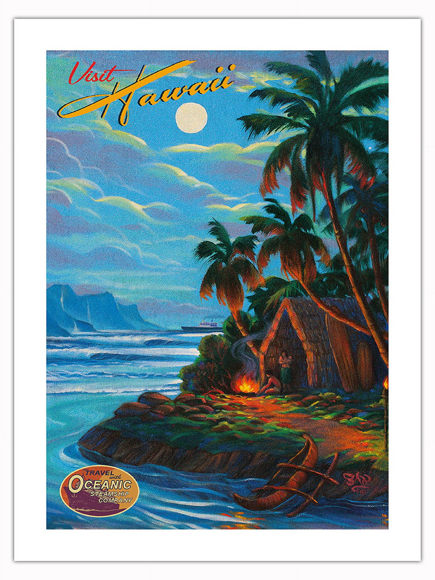 Visit Hawaii - Travel with Oceanic Steamship Company - Vintage Hawaiian ...