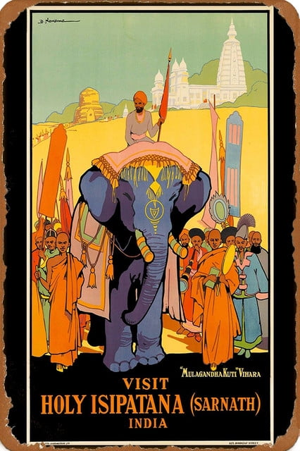 Visit Holy Isipatana (Sarnath India Vintage Travel Advertisement Art ...