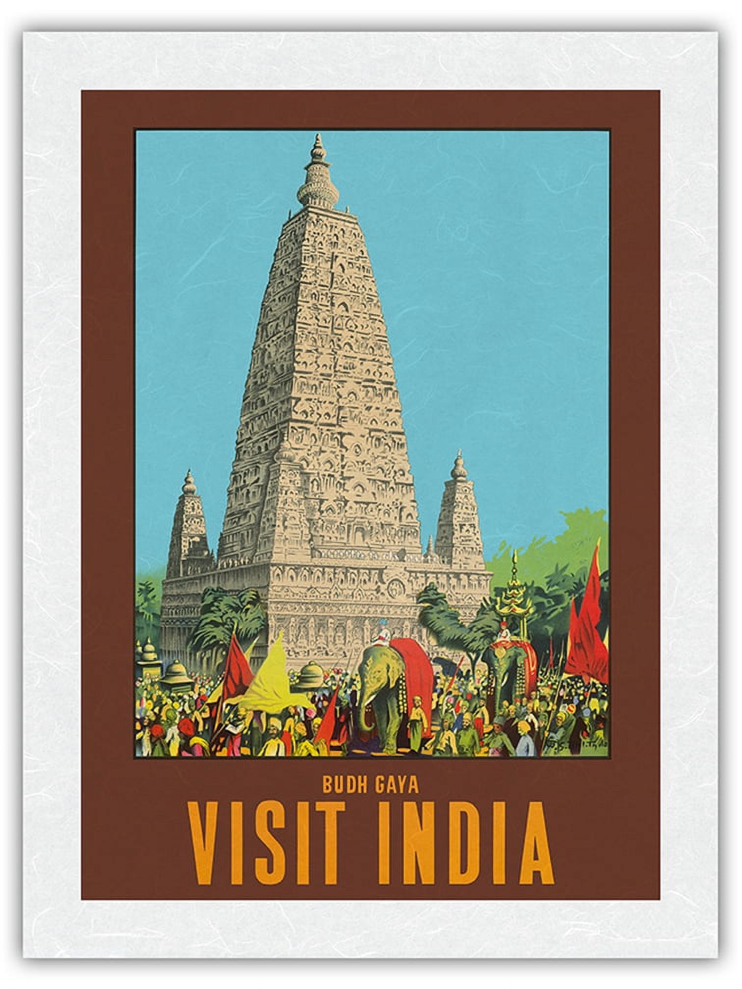 Visit India - Mahabodhi Temple in Bodh Gaya - Bihar India - Vintage ...