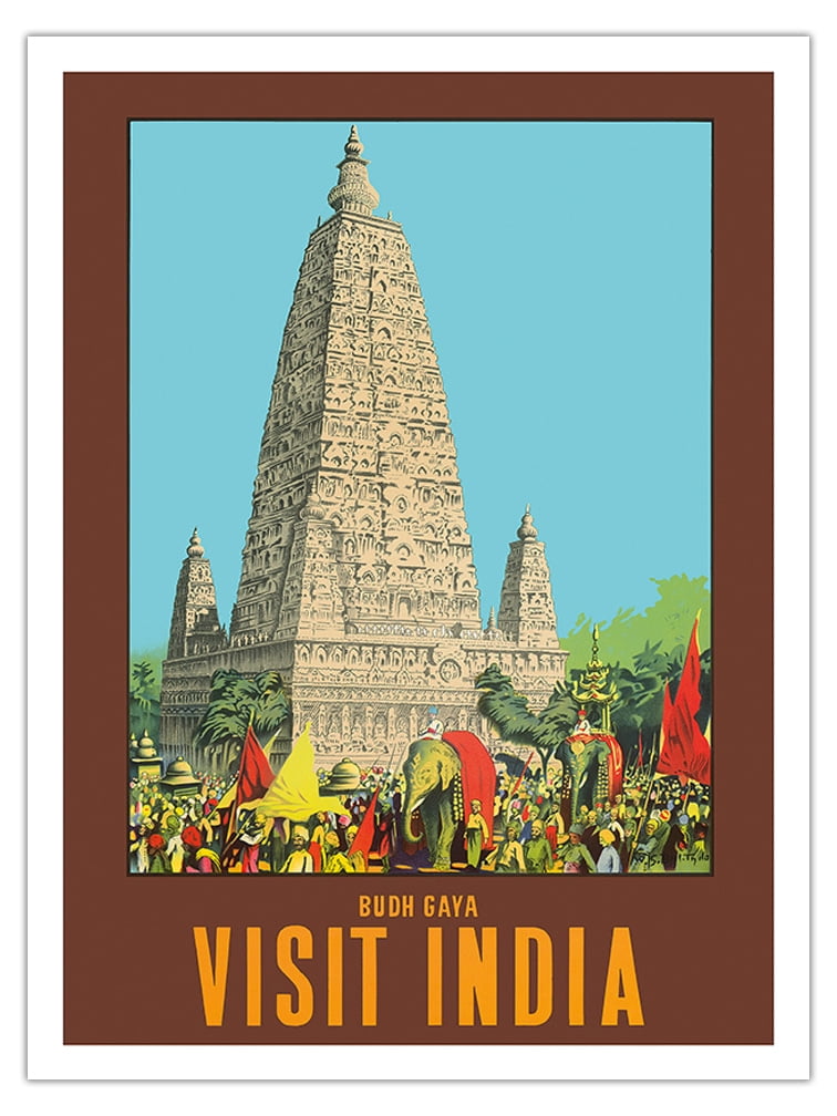 Visit India - Mahabodhi Temple in Bodh Gaya - Bihar India - Vintage ...