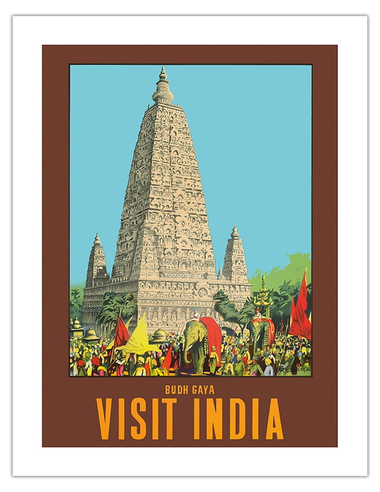 Visit India - Mahabodhi Temple in Bodh Gaya - Bihar India - Vintage ...
