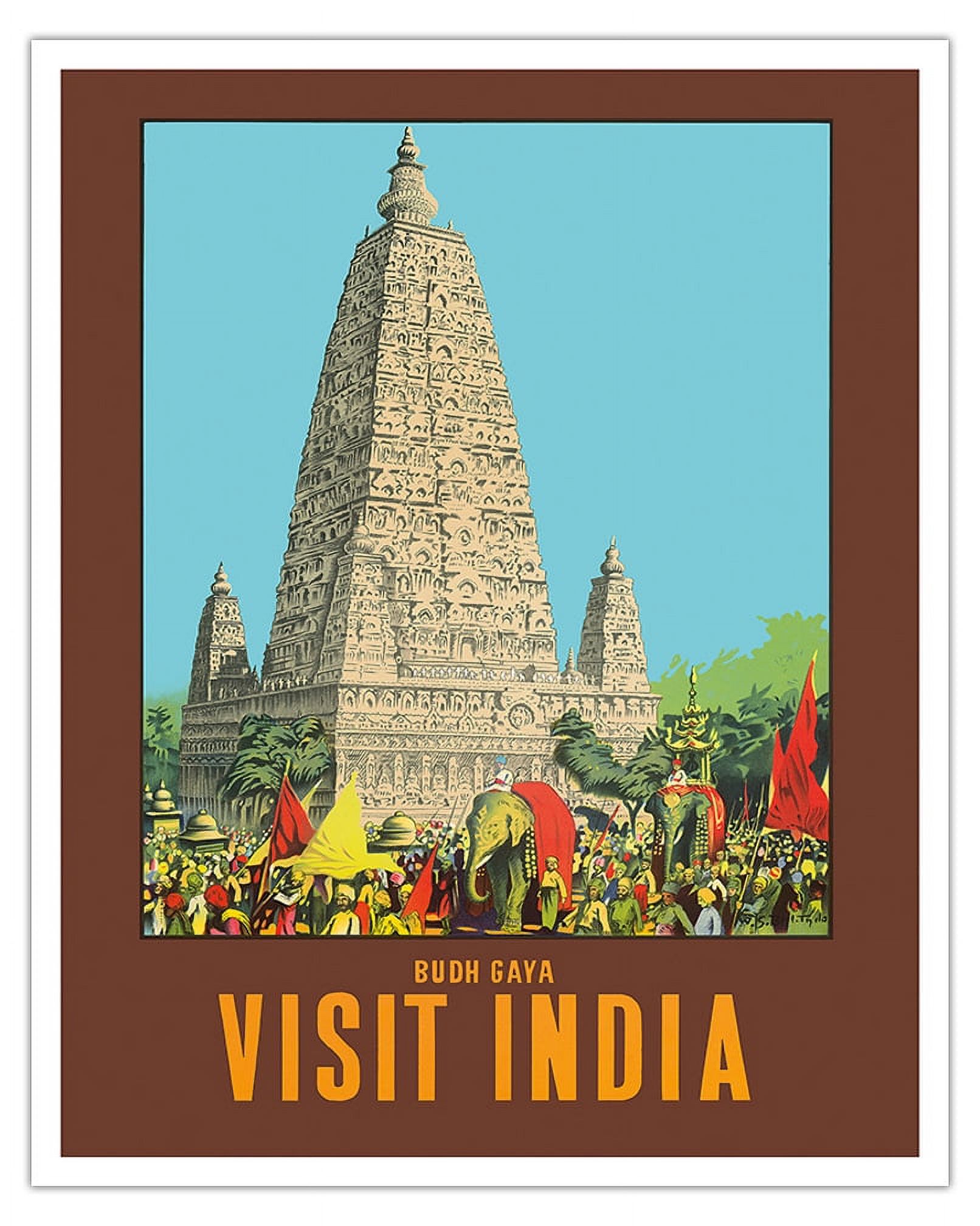 Visit India - Mahabodhi Temple in Bodh Gaya - Bihar India - Vintage ...