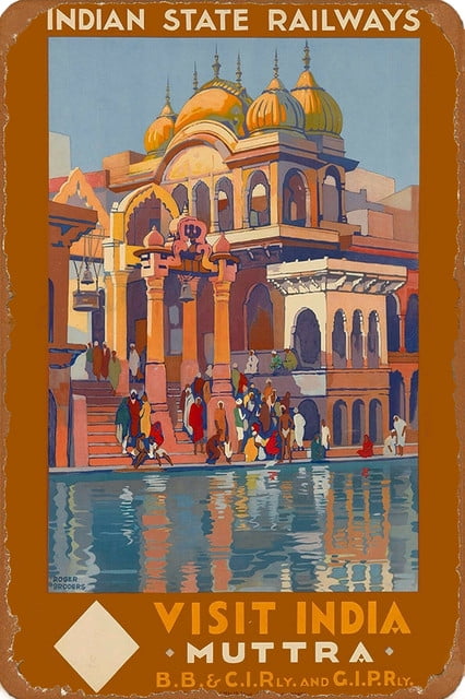 Visit India Muttra Southeast Asia Vintage Railroad Travel Advertisement ...