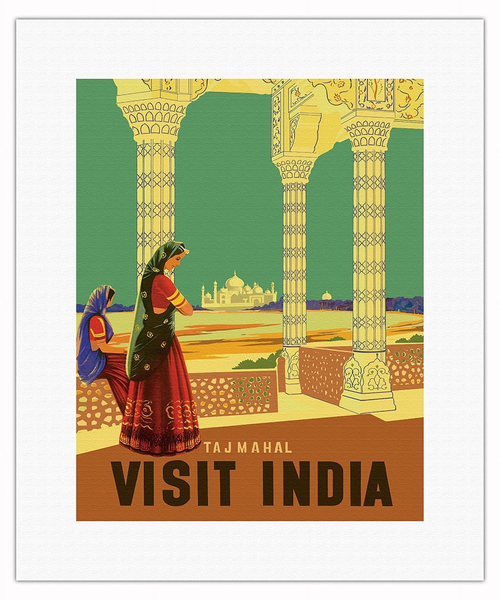 Visit India - The Taj Mahal - Vintage Travel Poster c.1950s - Fine Art ...