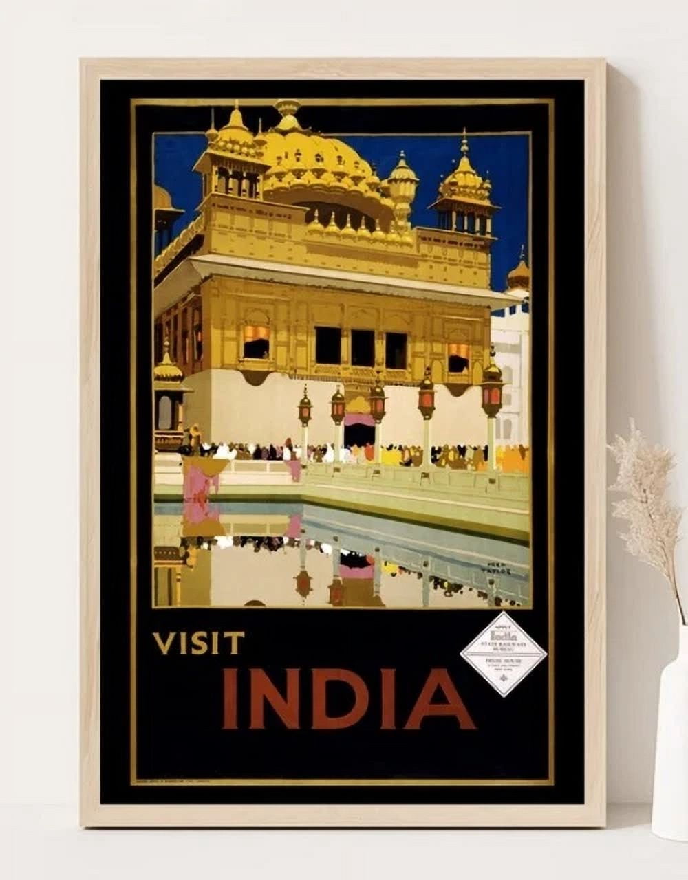 Visit India Vintage Travel Poster, Extra Large Wall Art, India Travel ...