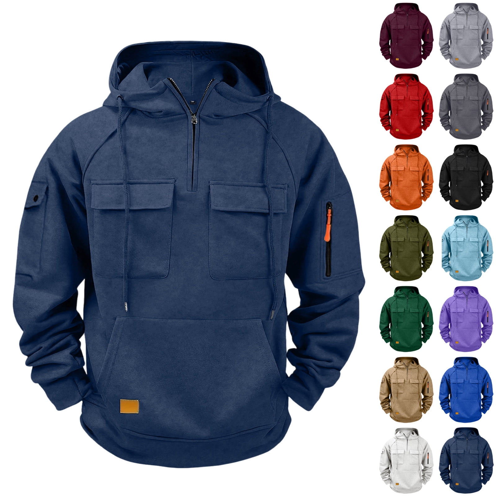 Visit the JURANMO Store Men's Big and Tall Cargo Sweatshirts 1/4 Zip ...